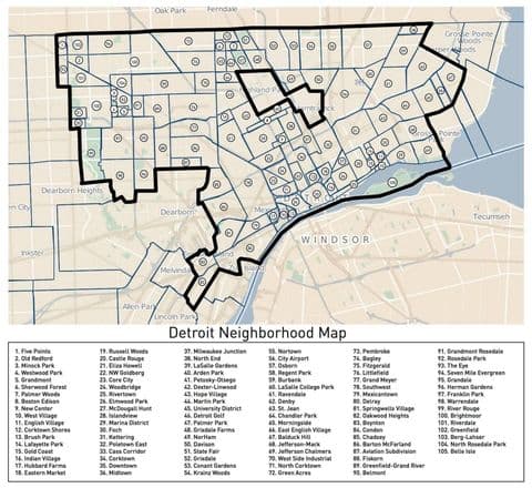 Detroit neighborhood map | Detroit Map 360